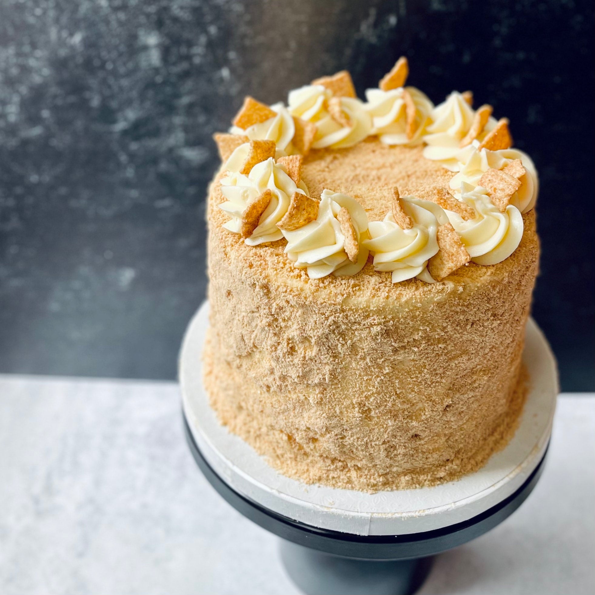 Cinnamon Toast Crunch Layer Cake | Velvet In Red